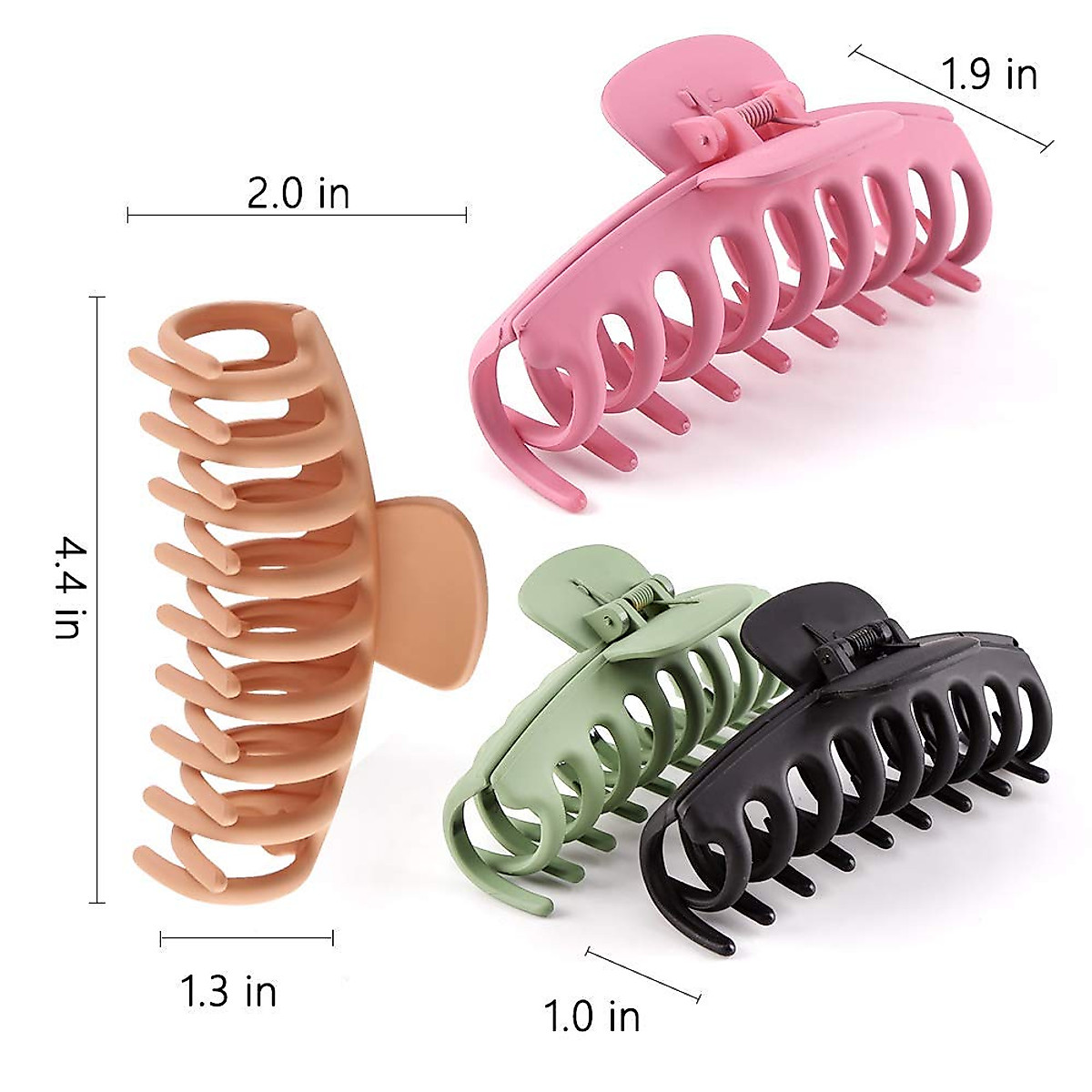 SHALAC Large Hair Claw Clips for Thick Hair 4 PCS, Strong Hold Perfect for Women, Barrettes for Long Hair, Fashion Accessories for Girls, Hair Clamps Clip 4.4 Inch Big Hair Claw for Heavy Hair