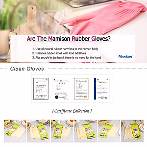 Mamison Quality Non-Slip Reusable Rubber Gloves. Kitchen & Cleaning House Hold (White Medium (2 Pairs))