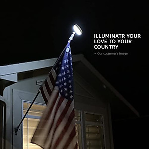Deneve - Dot Solar Flag Pole Light - for 6ft Wall Mounted Spinning Pole - Flag Pole Light Solar Powered to Show Respect & Patriotism - RV Flag Pole LED Light…