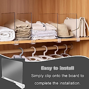 GBACHOOSE 12PCS Clear Shelf Dividers, Acrylic Shelf Dividers for Closet Organization Closet Shelf Divider, Vertical Adjustable Shelving Separators for Clothing Purse, 11.8x7.8 Inch