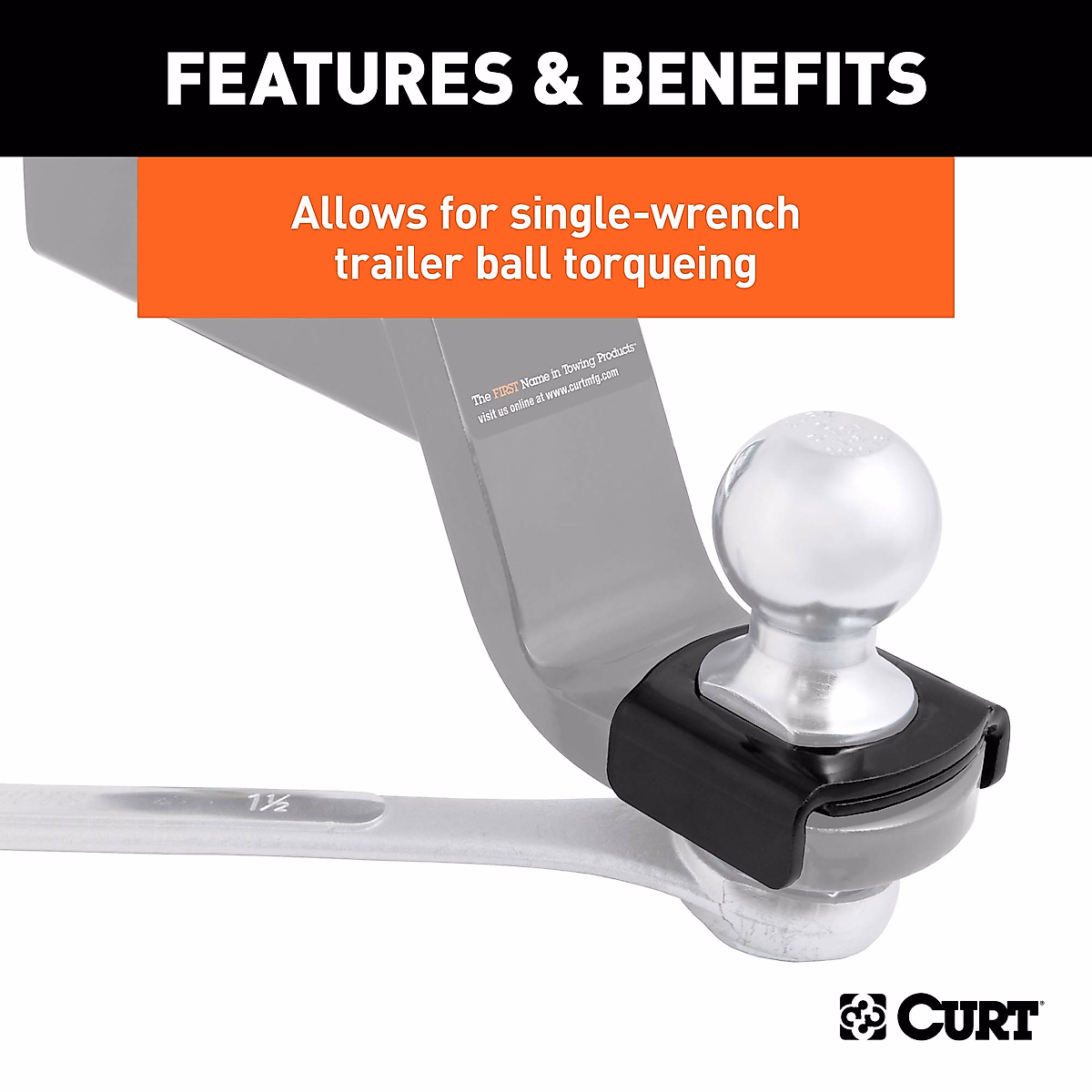 CURT 45007 Trailer Hitch Ball Mount Tongue Sleeve, Fits 2-1/2-Inch Tongue Width, 1-Inch Hole