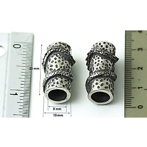 LynnAround Pewter Norse Nordic Viking Dragon Beard Beads Rings, Dwarven Dreadlock Pirate Medieval Hair Beads, Pagan Jewelry