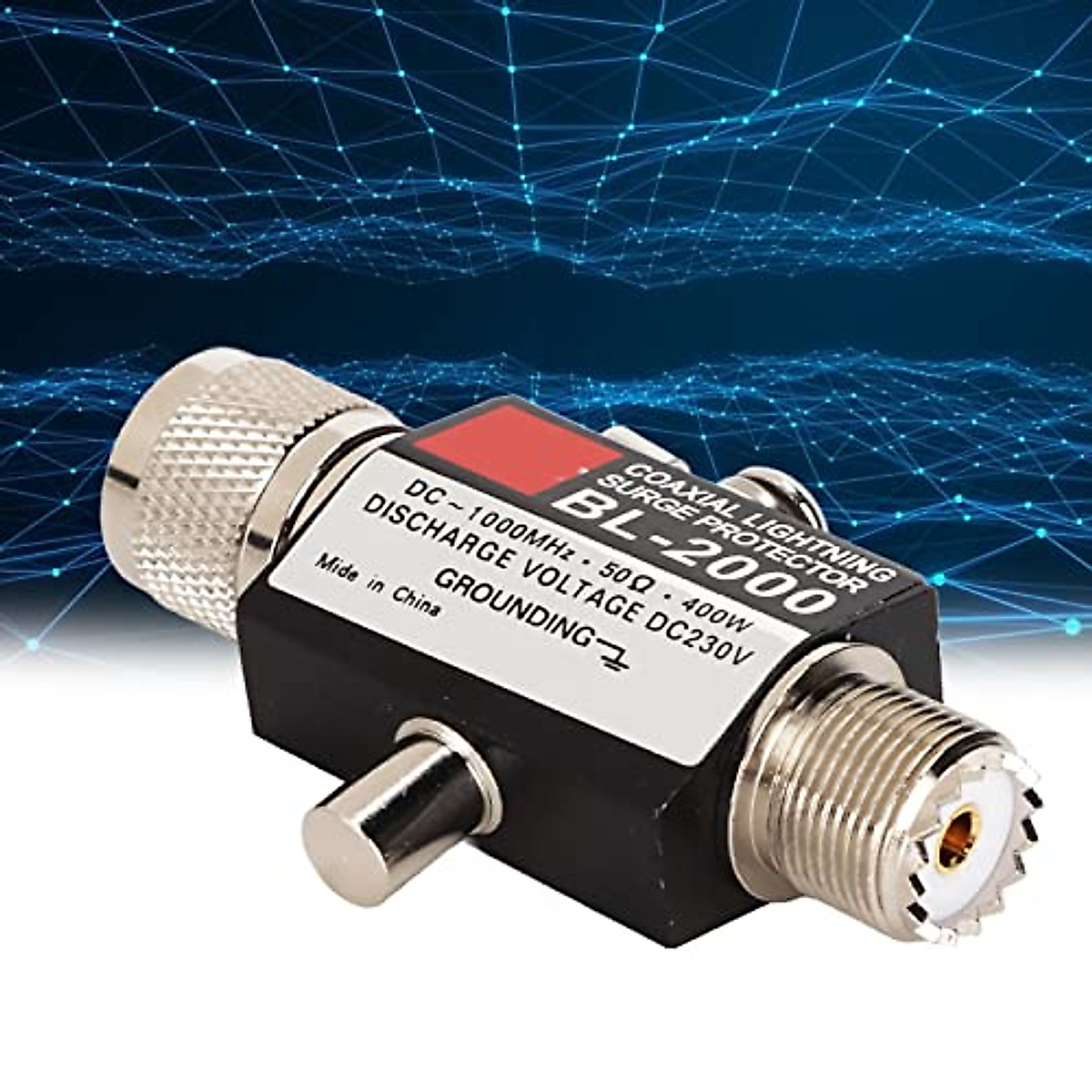 ASHATA Lightning Surge Protector,PL259 Female to PL259 Male Lightning Arrestor Surge Protector Coaxial Arrester for Building Antenna,400W DC~1000MHz 50 Ohm