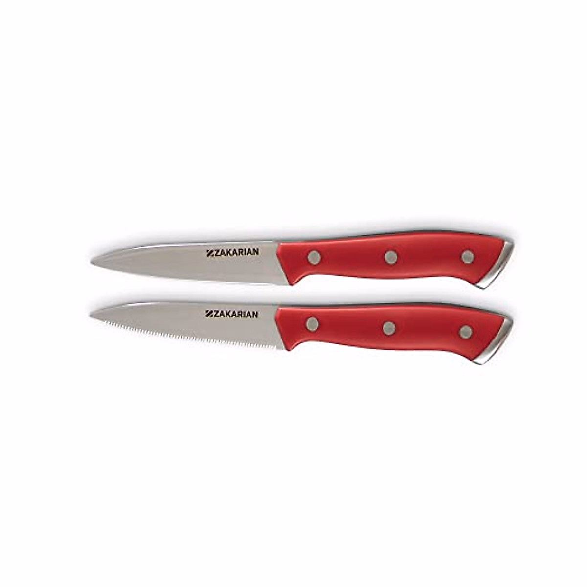 Zakarian by Dash 2 Piece Chef Grade German Steel Paring Knife Set with Smooth and Serrated Blades for Chopping, Dicing, Mincing, Slicing and More – Cranberry