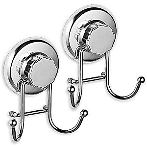 Stainless Steel Vacuum Hook, Super Suction Suction Cup,Suitable for Bathroom and Kitchen(Two Pieces) (Silver)