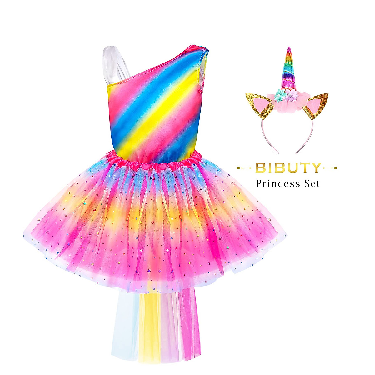 BIBUTY Kids Princess Dress Up Clothes for Little Girls, Pretend Play & Dress Up Princess Costume Set with Princess Dresses Crown for Little Girls, Princess Toys Gifts for 3-6 Toddler Little Girls