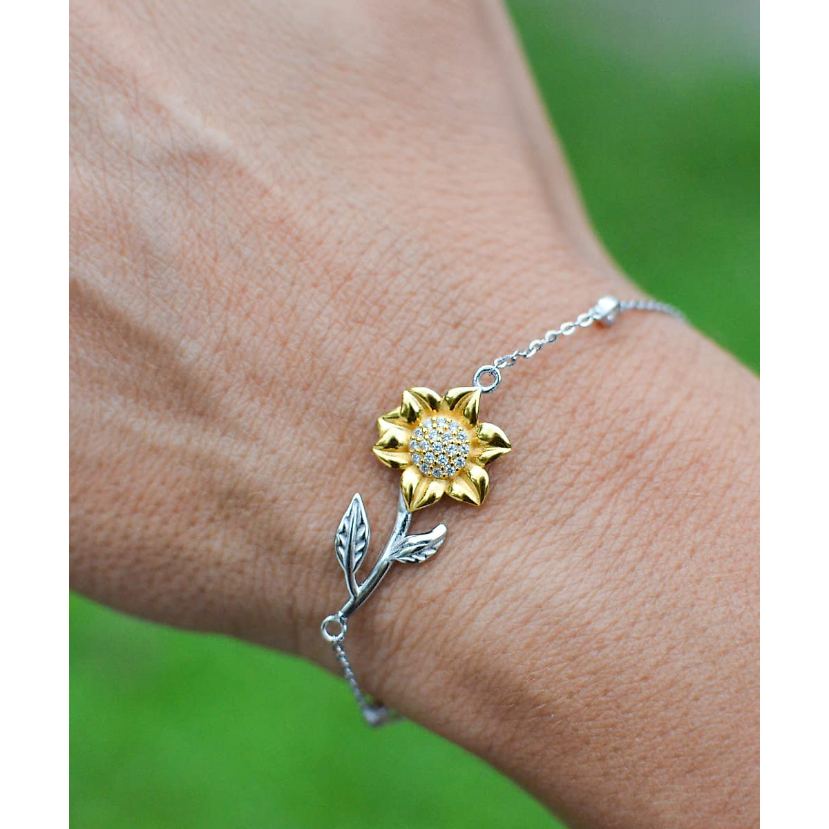 AMISK CREATIVES Sunflower Bracelet Sterling Silver Message Card Jewelry for Women Gift for Daughter Granddaughter Mother Friendship Graduation Birthday Spiritual