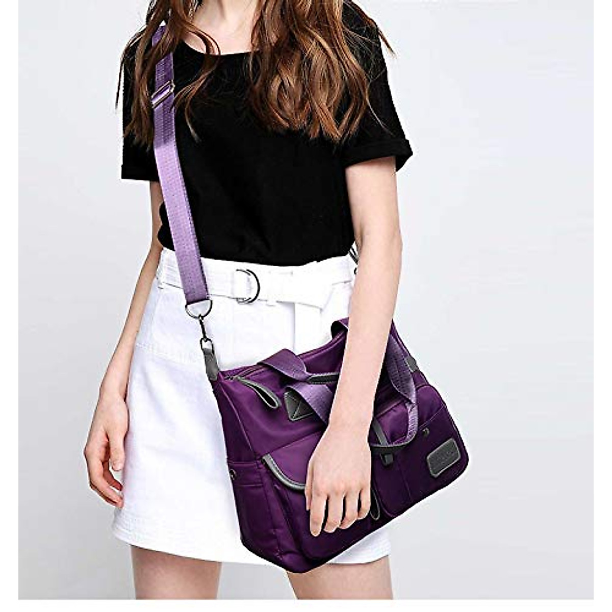 hainan Women New Oxford Cloth Shoulder Bags Waterproof Nylon Messenger Bag Female Large Capacity Crossbody Bags Purple one size