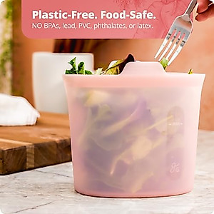 Greater Goods Reusable Silicone Containers for Food Storage, BPA- Free, Microwave, and Oven Safe, Pink, 24 Oz (1 Set of 3)