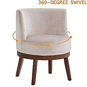 24KF Modern 360 Degree Swivel Accent Chair, Comfy Velvet Round Accent Chair for Living Room, Corner Armchair Chaise Lounge for Nursery -7018S-Taupe