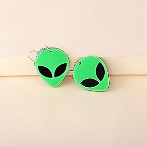 coadipress Acrylic Alien Earrings for Women Cute Funny Cartoon Green Space Head Resin Dangle Drop Statement Earrings (Green Alien)