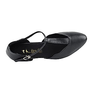 Very Fine Dancesport Shoes - Ladies Practice Latin, Salsa, Ballroom Practice Dance Shoes - 6819FT Black Leather - 1 inch Flat Heel & Canvas mesh Shoe Bag (Black Leather, Size 8)