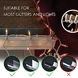 QuairBrez Holiday Light Clips Christmas Light Clips Light Hanger Hooks for Gutters, Strengthen Light Hooks for Holiday Party Light Strings Outdoor Hang Gutter Hooks for Halloween Xmas Decoration