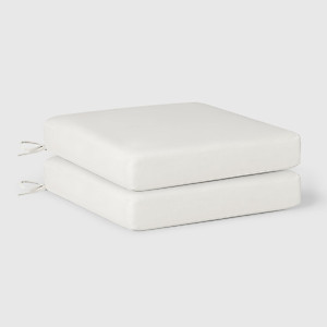 WestinTrends Solace Outdoor Patio Furniture Seat Chair Square Cushions Set of 2, 20" x 19", White