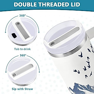 Jihqo Graffiti Mountain Tree 40 oz Stainless Steel Vacuum Insulated Tumbler with Handle and Straw Lid, Leakproof Water Bottle Double Wall Travel Mug Coffee Cup, Cupholder Friendly