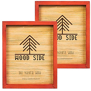 Red Wooden Picture Frame 11x14 - Natural Rustic Solid Wood Thick Borders, Wall Mount and Table Top Display