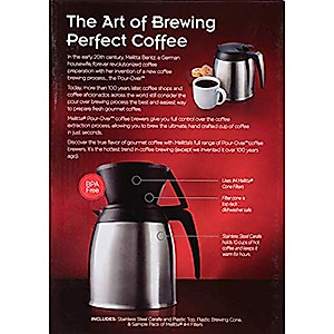 Melitta Thermal Carafe 10-Cup Pour-Over Coffee Brewer with 40 Extra #4 Natural Brown Cone Filters