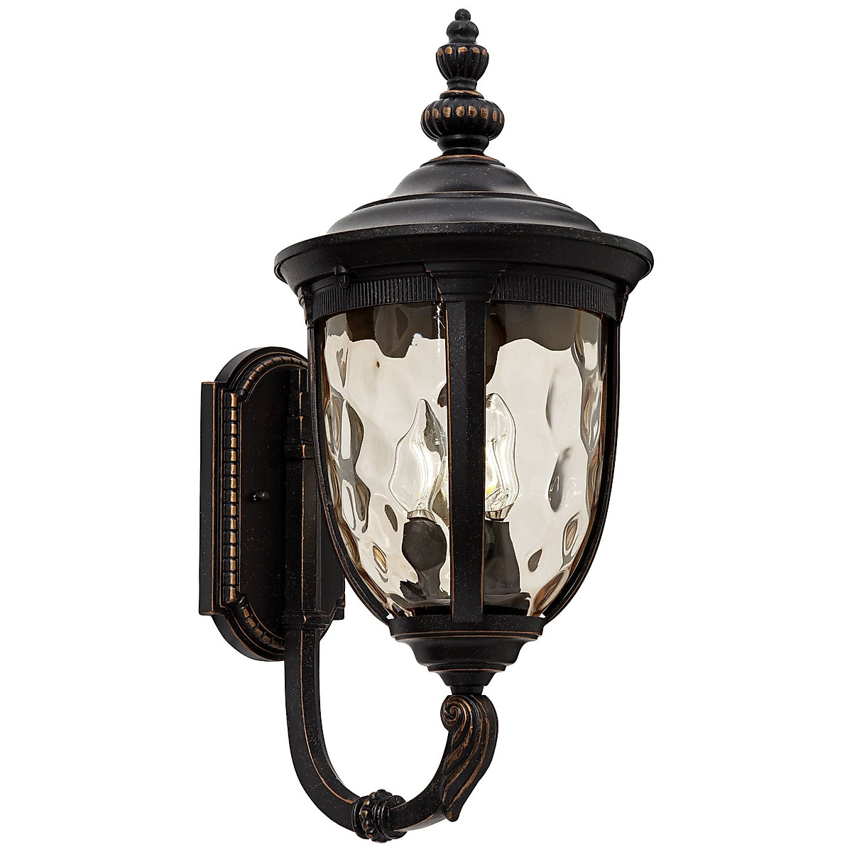 John Timberland Bellagio European Outdoor Wall Light Fixture Sconce Bronze Aluminum 21" Hammered Glass Decor for Exterior House Porch Patio Outside Deck Garage Yard Front Door Garden Home