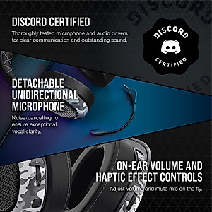 Corsair HS60 Haptic Stereo Gaming Headset with Haptic Bass, Memory Foam Earcups, Removable Microphone, Windows Sonic Compatible, Discord-Certified for PC - Arctic Camo