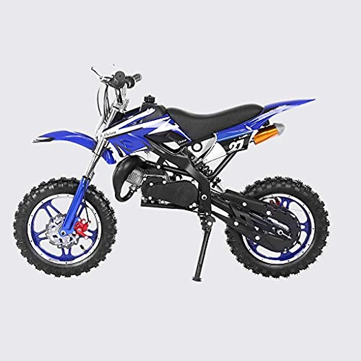 49cc Mini Dirt Bike Pit for Kids 2-Stroke, Off Road Gas Motorcycle for Kids 8-14, Blue