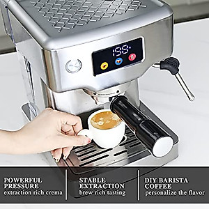 Homtone Espresso Machine 20 Bar, Stainless Steel Espresso Machine with Milk Frother for Cappuccino, Latte, Touch Screen Espresso Coffee Maker for Home (Modern)