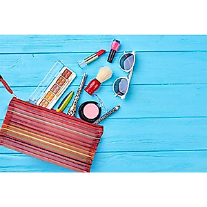 Selizo 6 Pcs Pencil Pouch Plastic Pencil Cases Zipper Mesh Pouch Bag for Office Pen Cosmetic Makeup