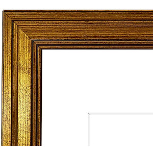 Golden State Art, 11x14 Photo Frame with White Mat for 8x10 Pictures & Real Glass, 1.25-Inch Wide, Dark Gold