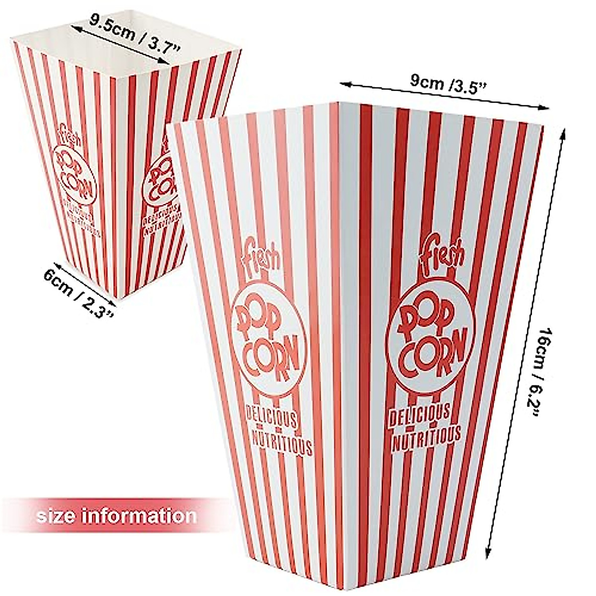 HengKe 50 Pieces Paper Popcorn Bags,Bags Disposable Paper Popcorn, Grease Resistant Popcorn for Popcorn Machine Party Christmas Thanksgiving Movie Theme Party Carnivals Popcorn Maker