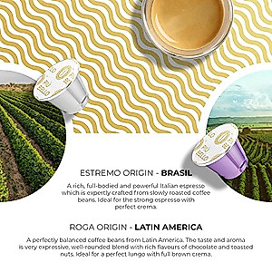 Piu Bello Coffee Pods Variety Pack - Nespresso Machine (Original) Compatible Capsules - Light Roast, Dark Roast, Chocolate, Nuts, Caramel - Rich & Balanced Taste, Kosher (6 Flavor Multipack 60 Count)