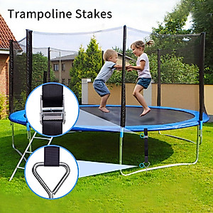 Uekars Trampoline Stakes, Corkscrew Shape Trampoline Anchor kit Steel Spiral Stakes,Heavy Duty Trampoline Parts Tie Down Kit Ground Wind Stake with Belt Straps for Trampolines Tents Swing Set of 4