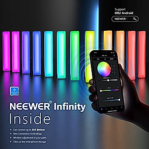 NEEWER RGB LED Video Light Stick, Touch Bar & APP Control, Magnetic Handheld Photography Light, Dimmable 3200K~5600K CRI98+ Full-Color LED Light with 6400mAh Built-in Battery, 17 Light Scenes - RGB1