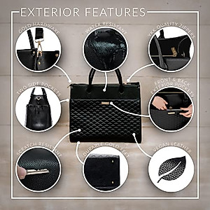 Monaco Tote Bag by Luli Bebe - Women's Designer Luxury Vegan Leather Tote Bag Large, Ladies Weekender Handbag (Latte Brown)