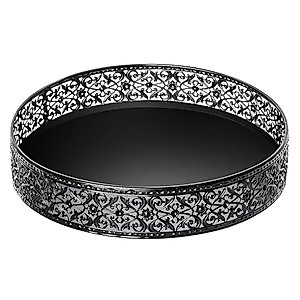 Black Lazy Susan Turntable for Table, Lazy Susan Organizer for Cabinet, Lazy Susan Spice Rack, Lazy Susan for Dining Table, Countertop, Cabinet, Makeup, Bathroom, Pantry (12IN-Branch-Black)
