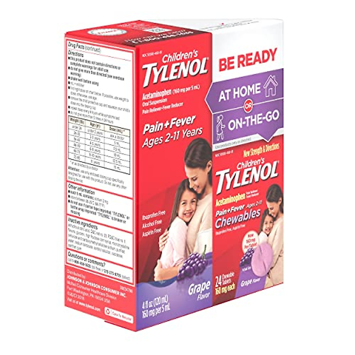 Tylenol Children's Liquid (4 fl. oz) & Chewable (24 ct), Pain Relief, Grape, 2 pc Bundle
