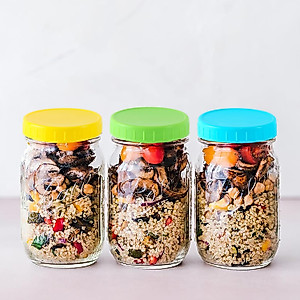 Tixill 20 Pcs Plastic Mason Jar Lids 10 Regular Mouth 2.87 * 0.79 Inch & 10 Wide Mouth 3.31 * 0.79 Inch Bottle Storage Caps Sealing Cap with Silicone Sealing Ring for Canning Jars