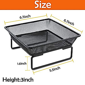 Ground Bird Feeder Tray for Feeding Birds 2 Pack,High Raised Feed Birds Off The Ground,Metal Mesh Platform Bird Feeders Outdoors,Durable Compact Bird Feeder Dish(7" x 7" x 3")