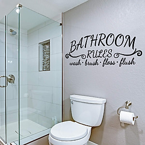 2 Pieces Bathroom Wall Decals Sticker Soak Relax Enjoy Bathroom Rules Wall Sticker Vinyl Quote Wall Art Decor for Home Bathroom (Black,Simple Style)