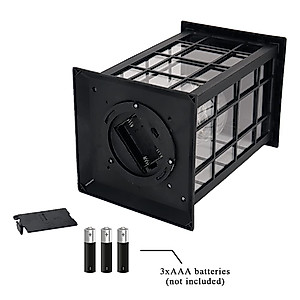 JHY DESIGN Waterproof Decorative Hanging Lantern 12''High Plastic Lantern Holder Battery Powered with LED Bulb and 6H Timer Lights for Balcony Garden Hallway Entryway Indoor Outdoor（Square Stripe）