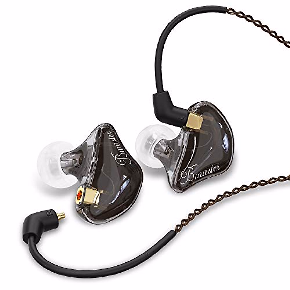 BASN Triple Driver in Ear Monitors Bmaster in-Ear Headphones with Silver-Plated MMCX Cable Ideal Earphones for Musicians Sound Engineers and DJs (Dark Brown)…