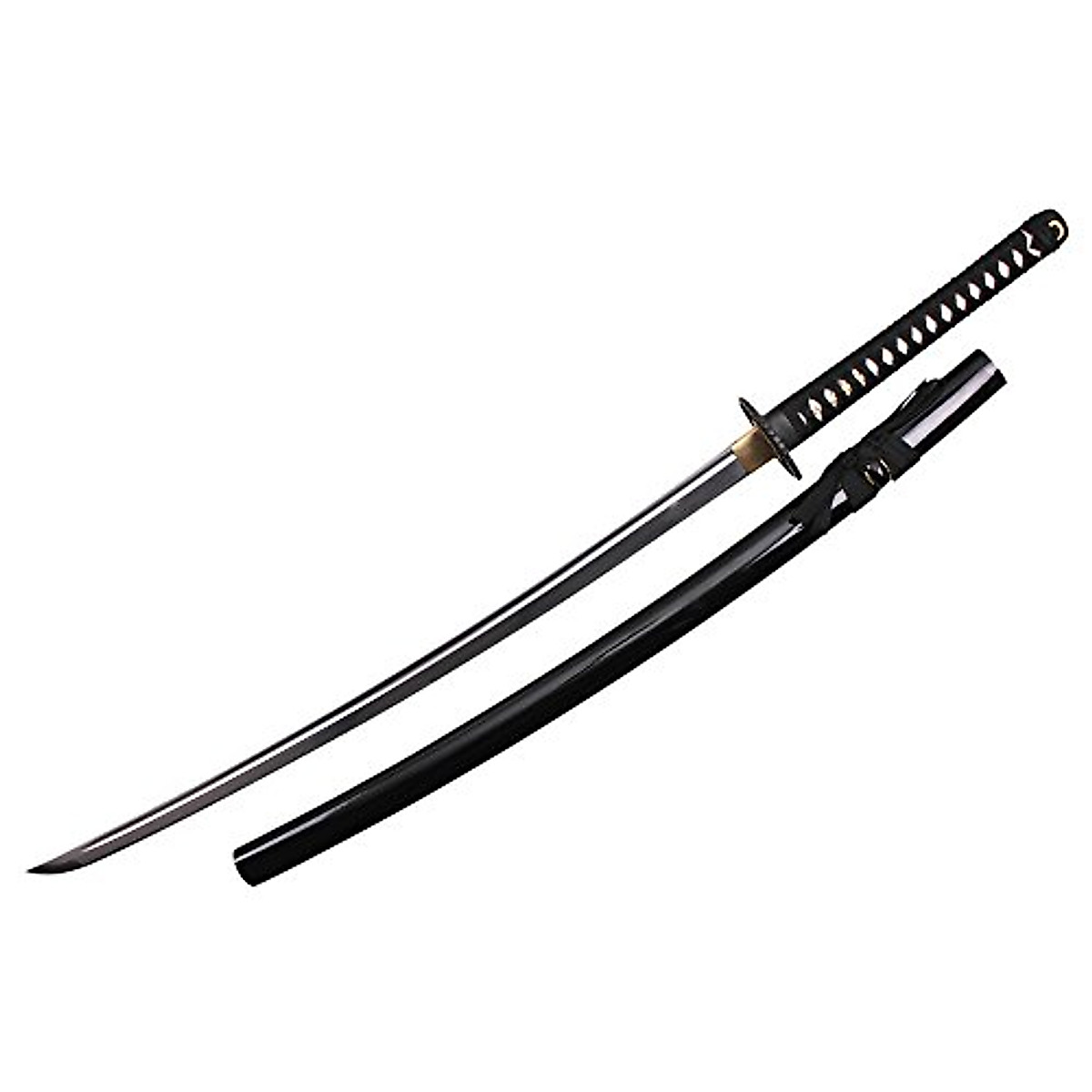 Onikiri F-581 1045 Kiku Tsuba,Real Rayskin, Sword Bag Carbon Steel Scabbard, 40", Black