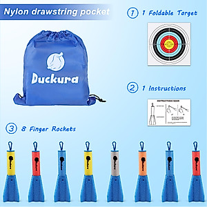 Slingshot Finger Rockets, 8 Pack LED Foam Rocket Launchers and 15.8" x 15.8" Foldable Target, Outdoor Indoor Camping Game Activities, Easter Basket Stuffers Gifts Party Favor Toys for Kids Age 5 6 7