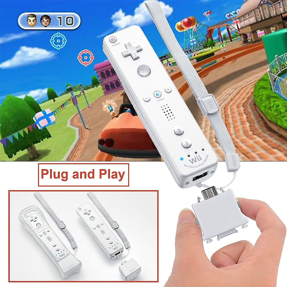 SogYupk Replacement for Wii Motion Plus Adapter,Compatible with Wii Remote Controller(2pcs White