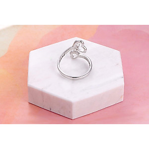 Ladytree Sterling Silver Always My Sister Forever My Friend Double Heart Ring Size 8