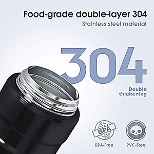 Thermoses for Hot Food, (Bidakid) 2 Pack insulated food jar for hot, soup thermoses, Lunch box containers for hot cold food with Lid and Folding Spoon for Kids and Adults (25.4oz+17oz)