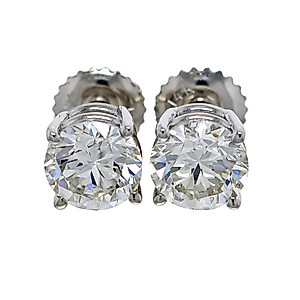 IGI Certified 2.00 Carat Lab-Created Diamond Stud Earrings 14kt White Gold (H-J Color VS2-SI1 Clarity)