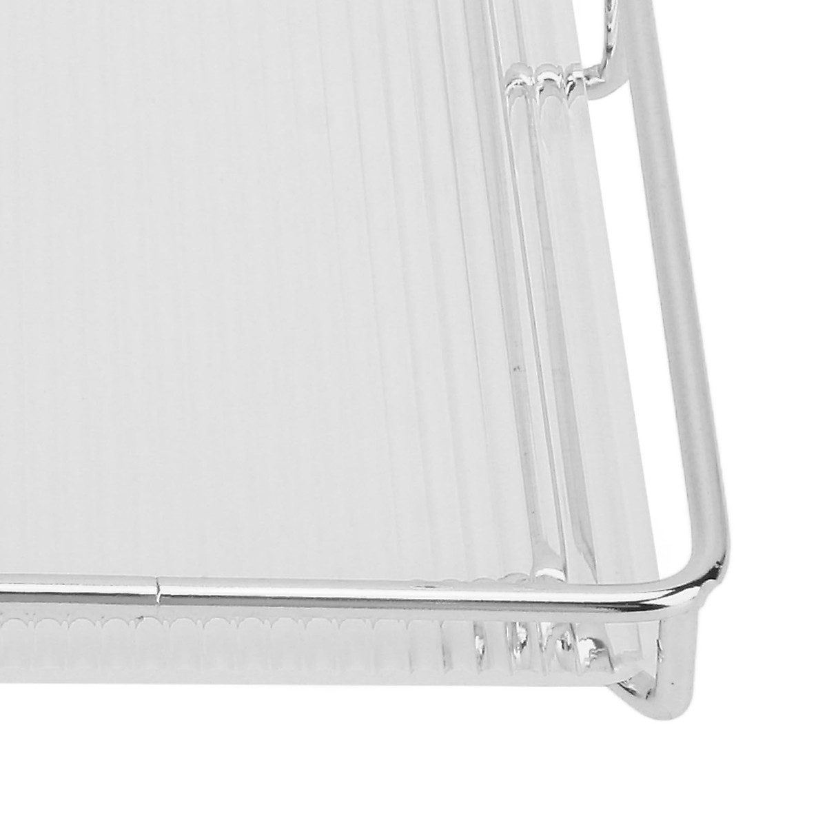 Countertop and Vanity Tray Bathroom Counter Tray Bathroom Countertop Organizer, Stainless Steel Acrylic Bathroom Vanity Tray for Cosmetics Living Items (Silver Single Layer Large Size)