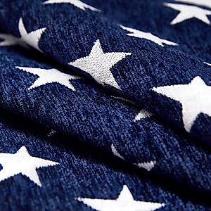 Sunday Praise Set of 2 Soft Chenille Decorative Patriotic Throw Pillow Cover Case Geometric Stars July 4th Accent Square Cushion Cover Case Sham for Couch Sofa Bed Car 18 x 18 Inch 45x45 cm (Blue)