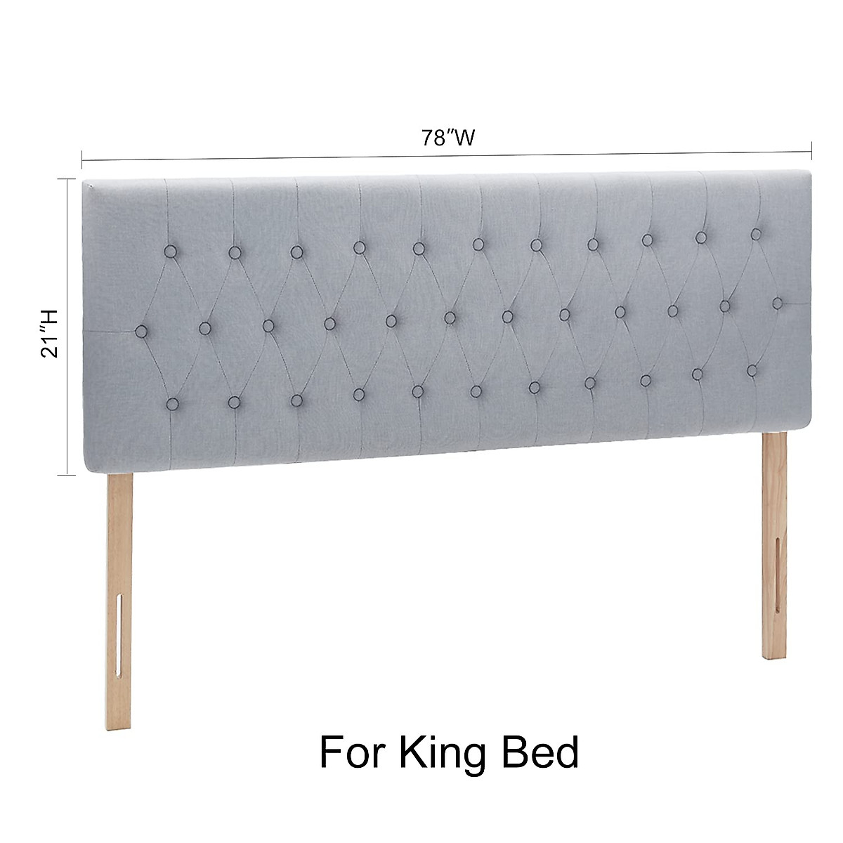 Kingfun Headboards for King Size Bed in Modern Button Design, Premium Linen Fabric Upholstered Tufted Bed Headboard, Adjustable Solid Wood Head Board, Grey