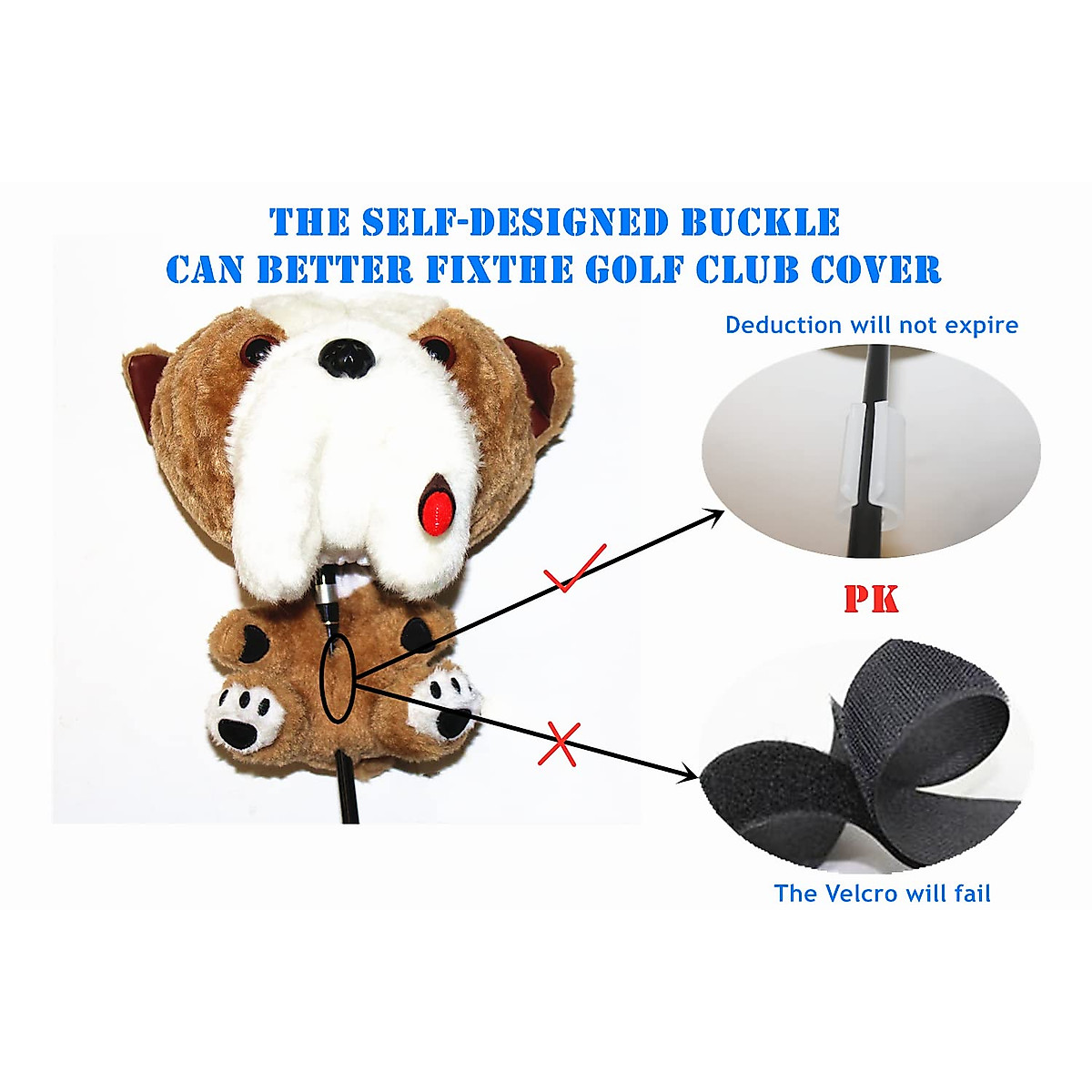 Golf Club Head Cover Funny Cartoon Golf Animal Wood Pole Set Suitable for 460 cc (brown)