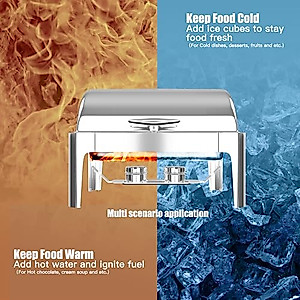 NCOEN Roll Top Chafing Dish Buffet-Set, 9QT Stainless Steel Chafing Server Set for Catering Commercial Chafers Buffet Warmer for Parties, Wedding, Banquet, Events Halloween (3 Pans)